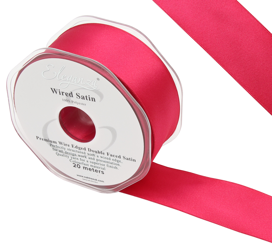 Cerise Eleganza Wired Edge Premium Double Faced Satin - Byfords